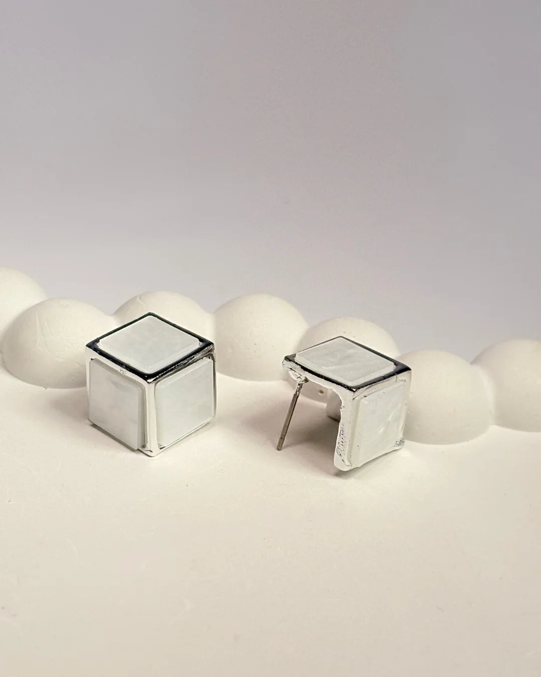 White Cube Studs – Hazel
