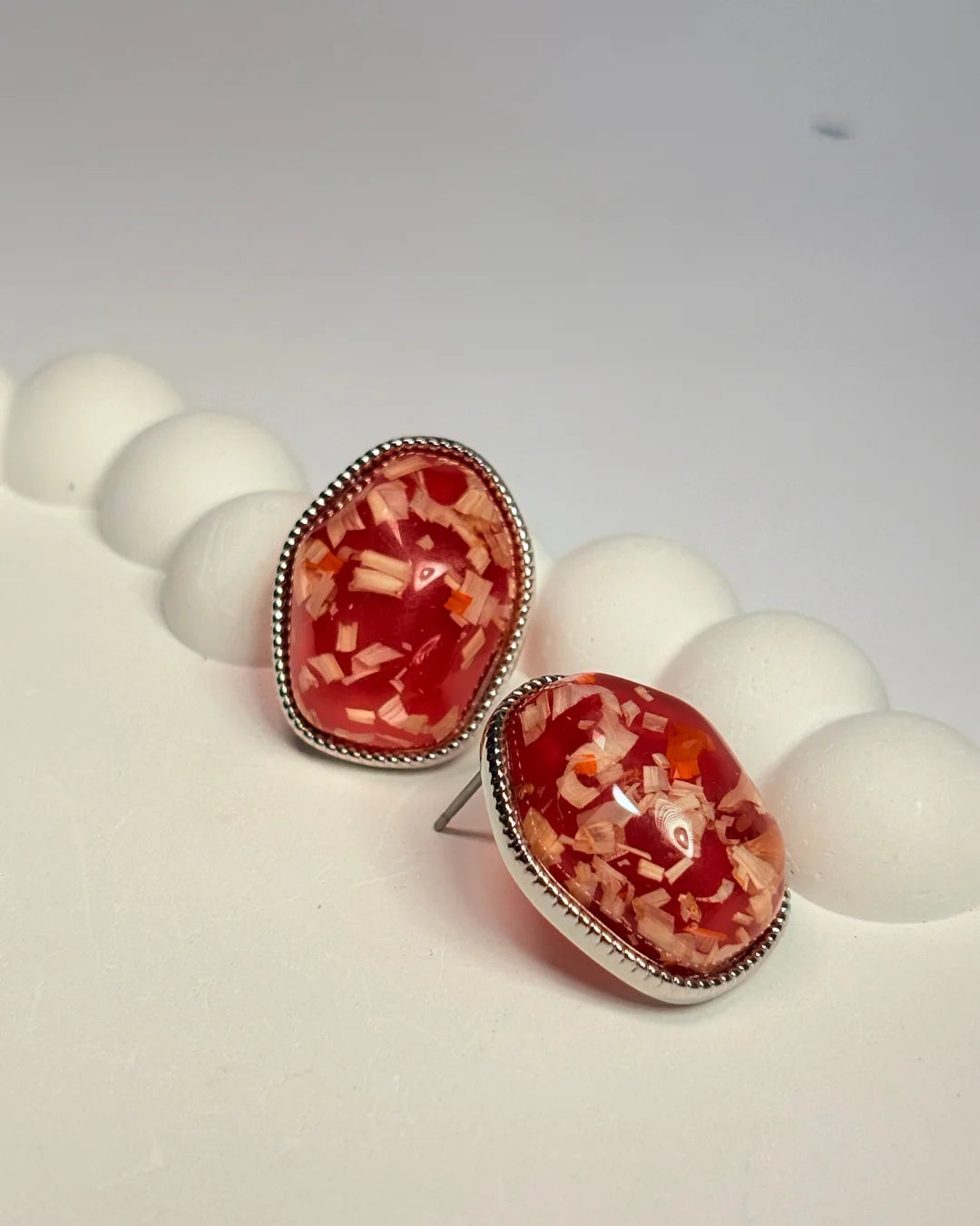 Red Shimmer Studs – Hazel
